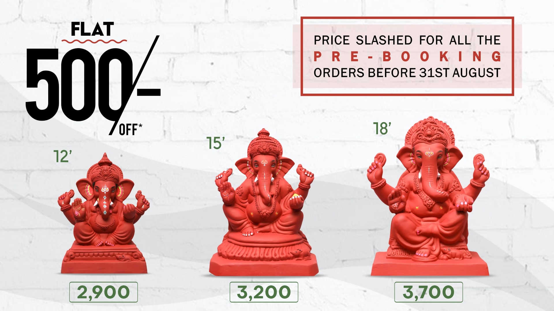 Red Clay Eco Friendly Ganpati Murti Online | Eco-Friendly Ganesha Idol.